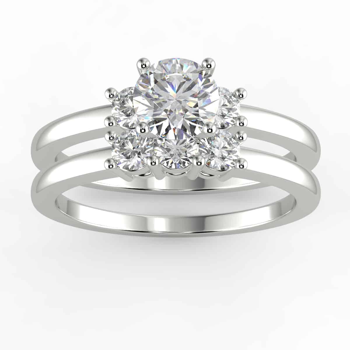 Lab Grown Three Stone Wedding Semi-Mount Set (3/4cttw) - Jewelry Exchange