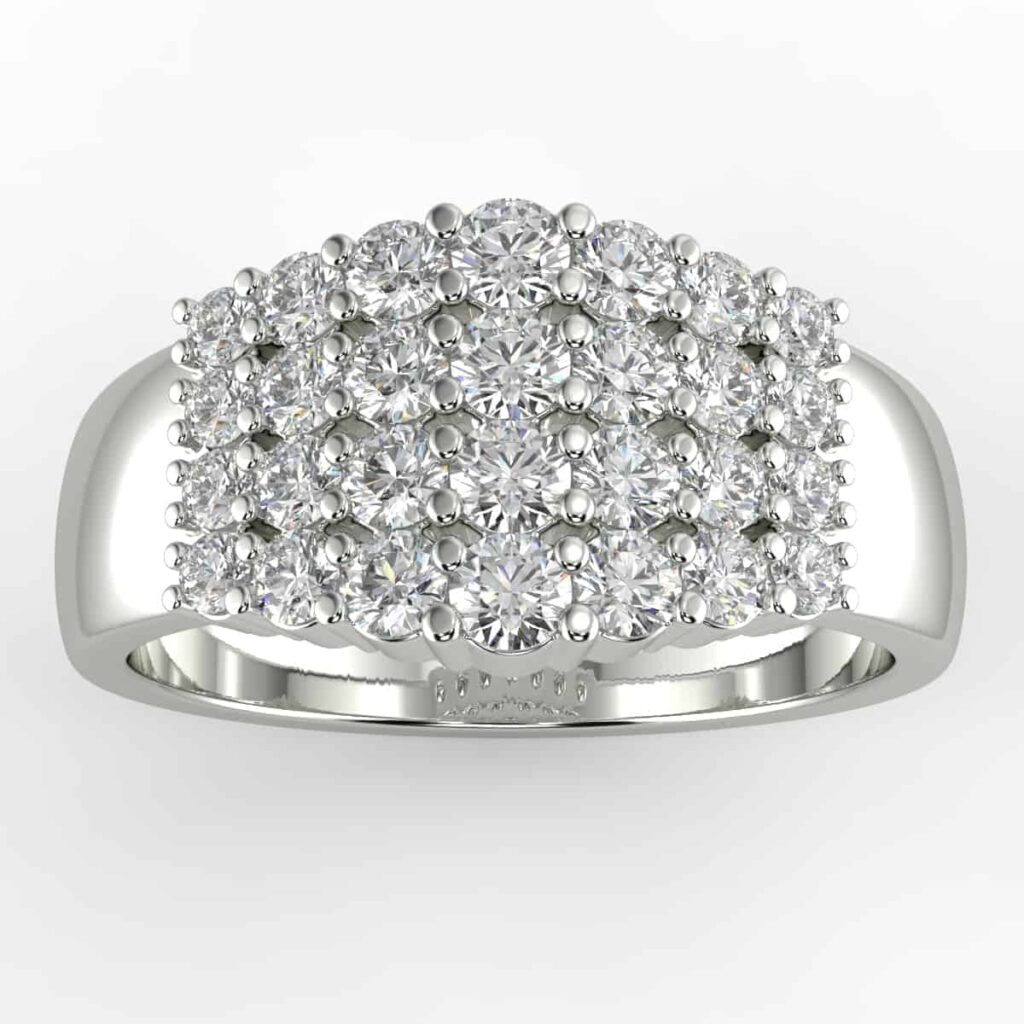 Diamond 4-Row Anniversary Ring (1cttw) - Jewelry Exchange