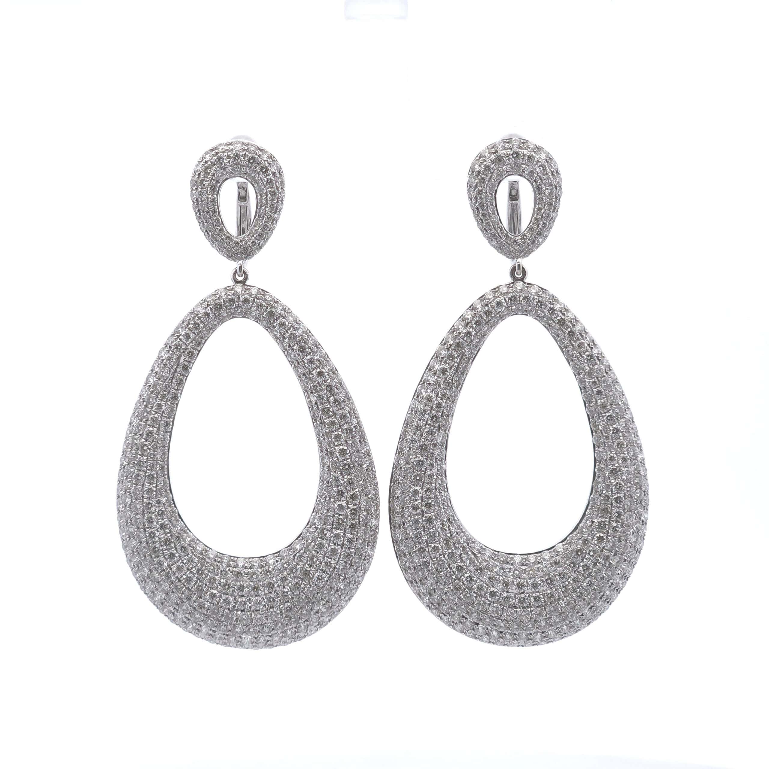 Diamond Fancy Oval Hoop Earrings (11 1/3cttw) - Jewelry Exchange