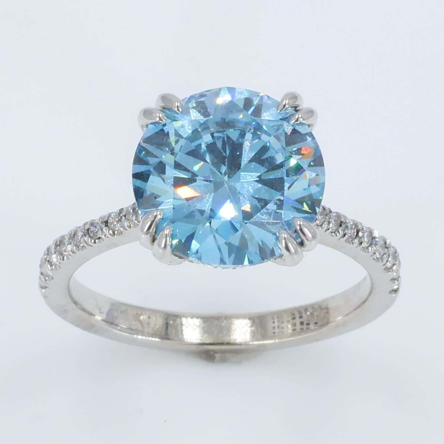5.30ct Blue Enhanced Lab Diamond Ring in 14k Gold - Jewelry Exchange