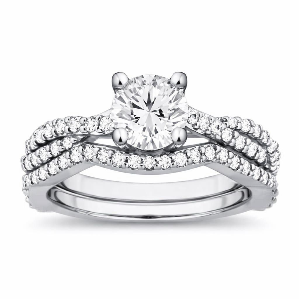Diamond Pavé Wedding Set (1 3/4cttw) - Jewelry Exchange