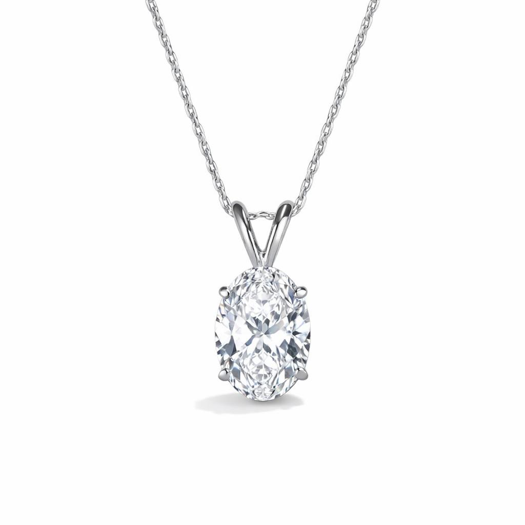 Oval Lab Diamond Solitaire Pendant (1cttw) - Jewelry Exchange