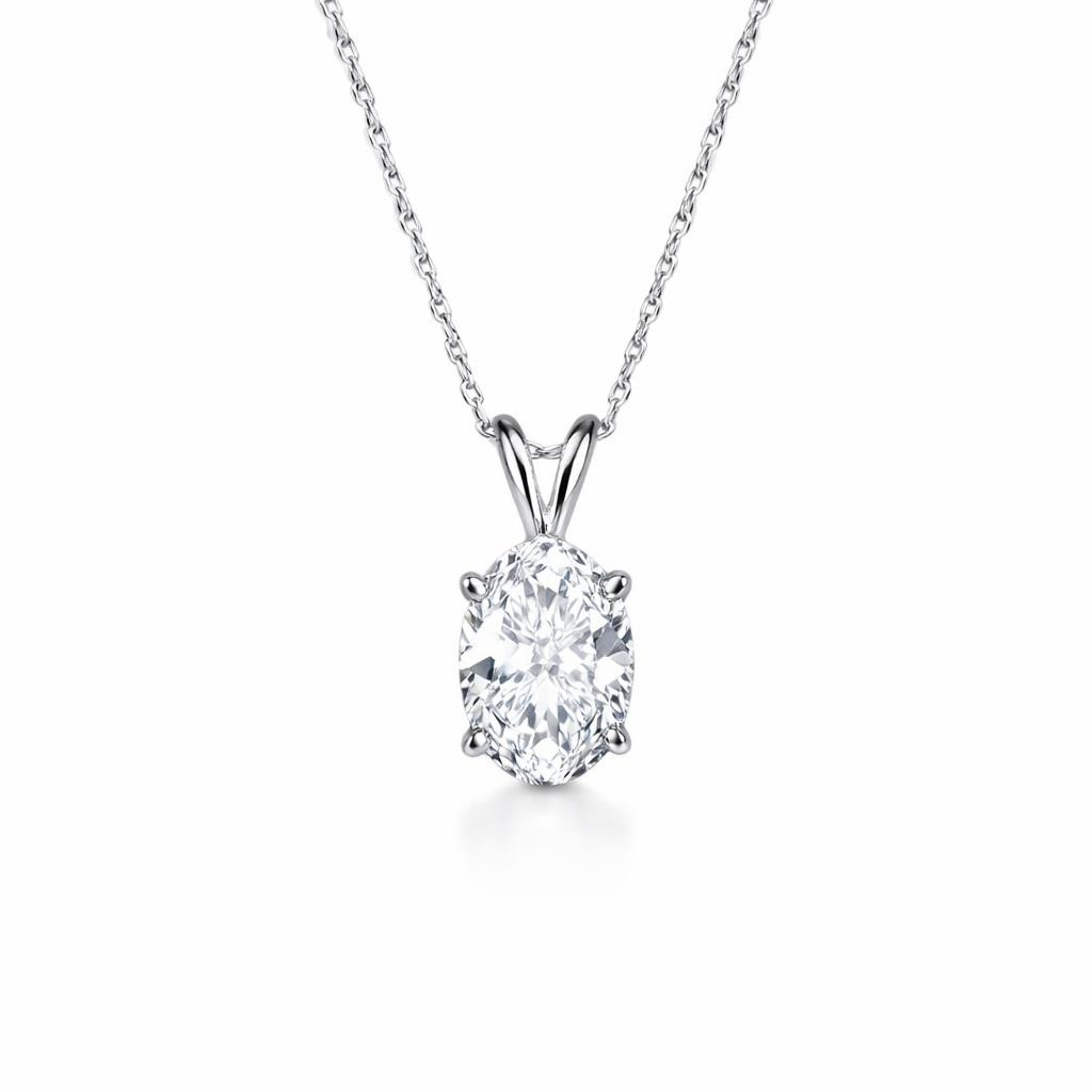 Oval Lab Diamond Solitaire Pendant (1/2cttw) - Jewelry Exchange